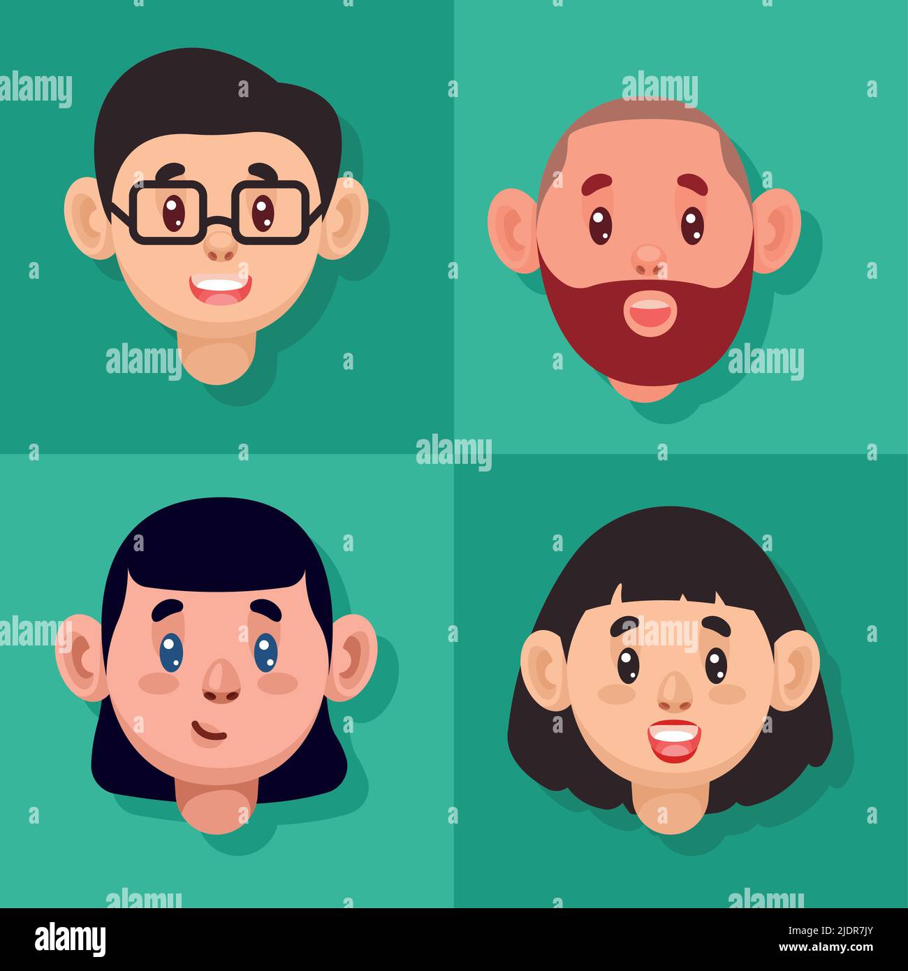 four heads diversity persons Stock Vector Image & Art - Alamy