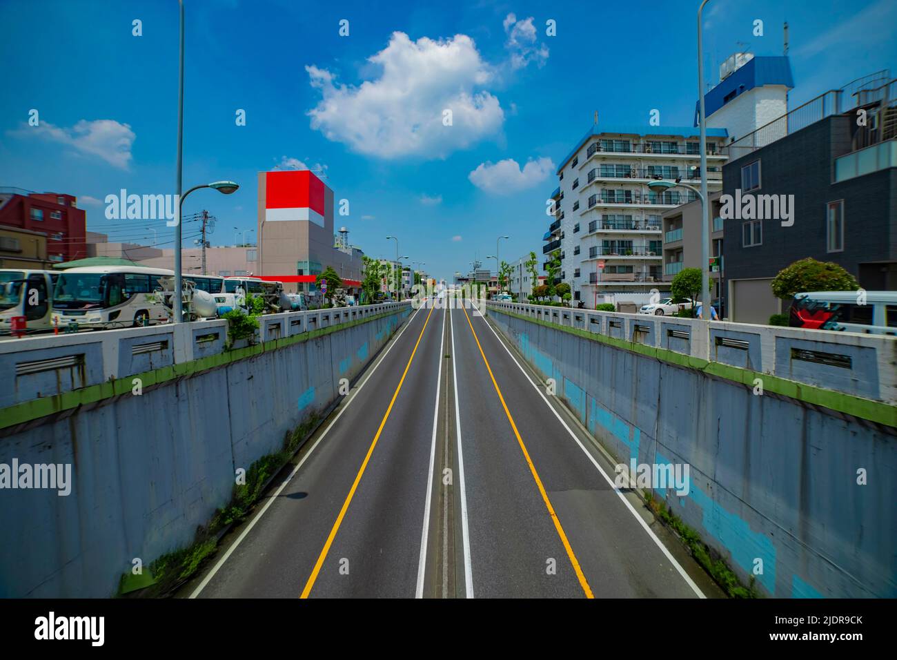 A empty urban street in Tokyo wide shot Stock Photo - Alamy