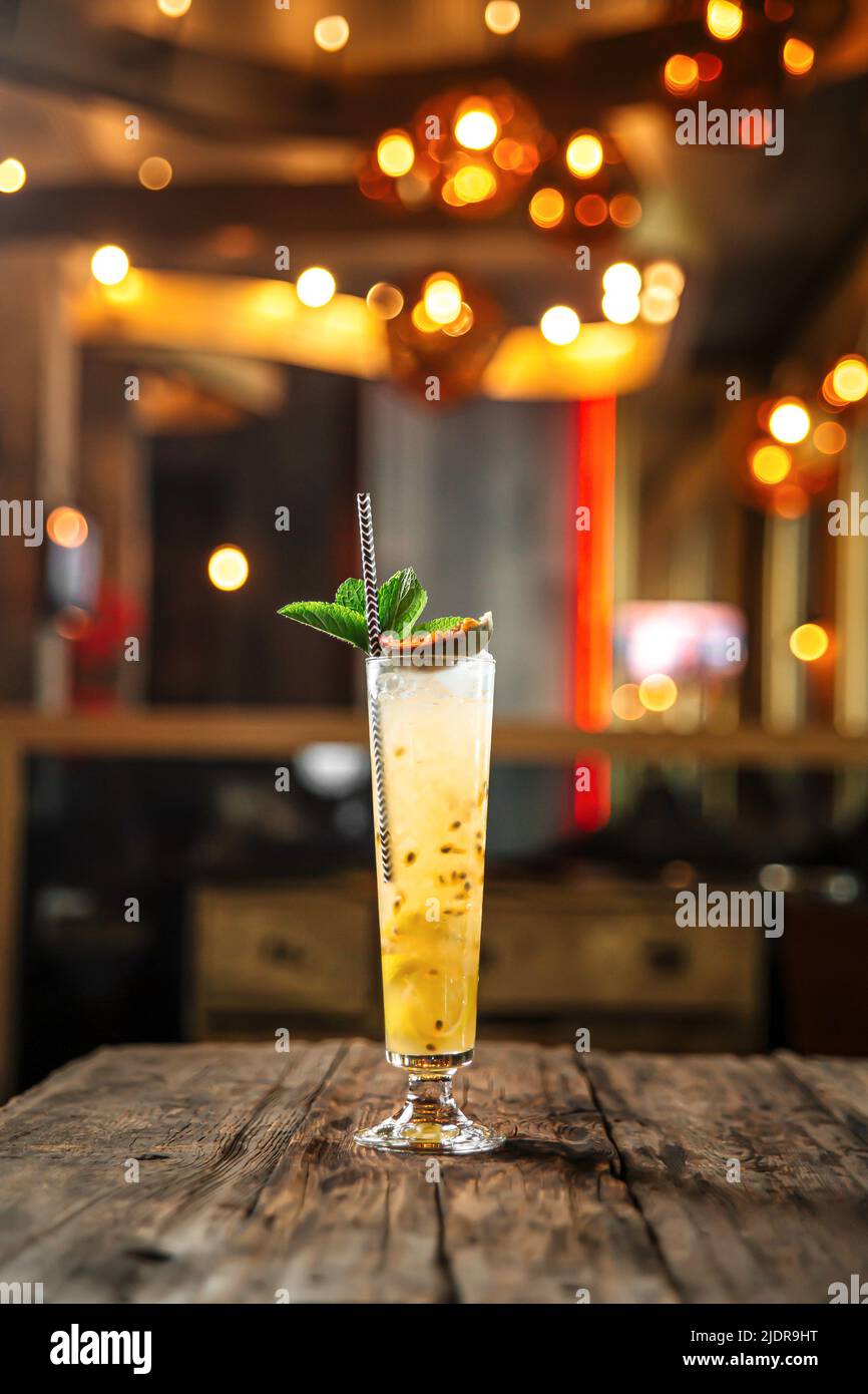 Glass of fresh long alcoholic cocktail with mint Stock Photo - Alamy