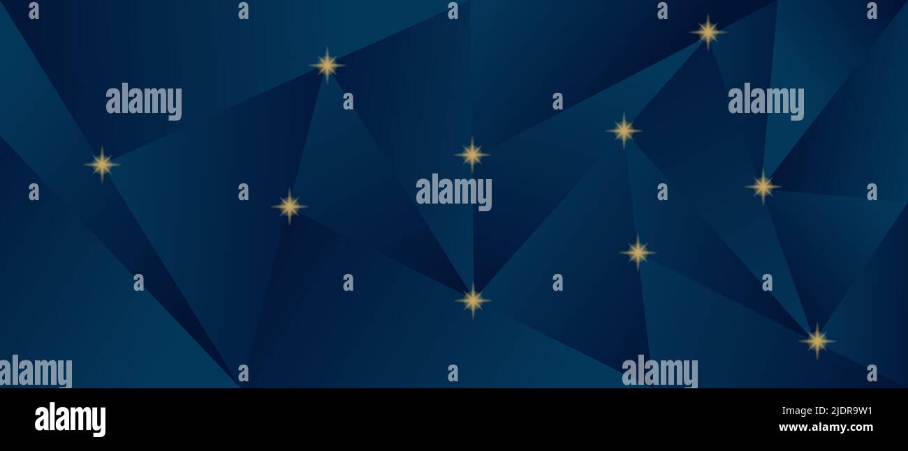 Abstract 3d background with polygonal pattern, little golden stars ...