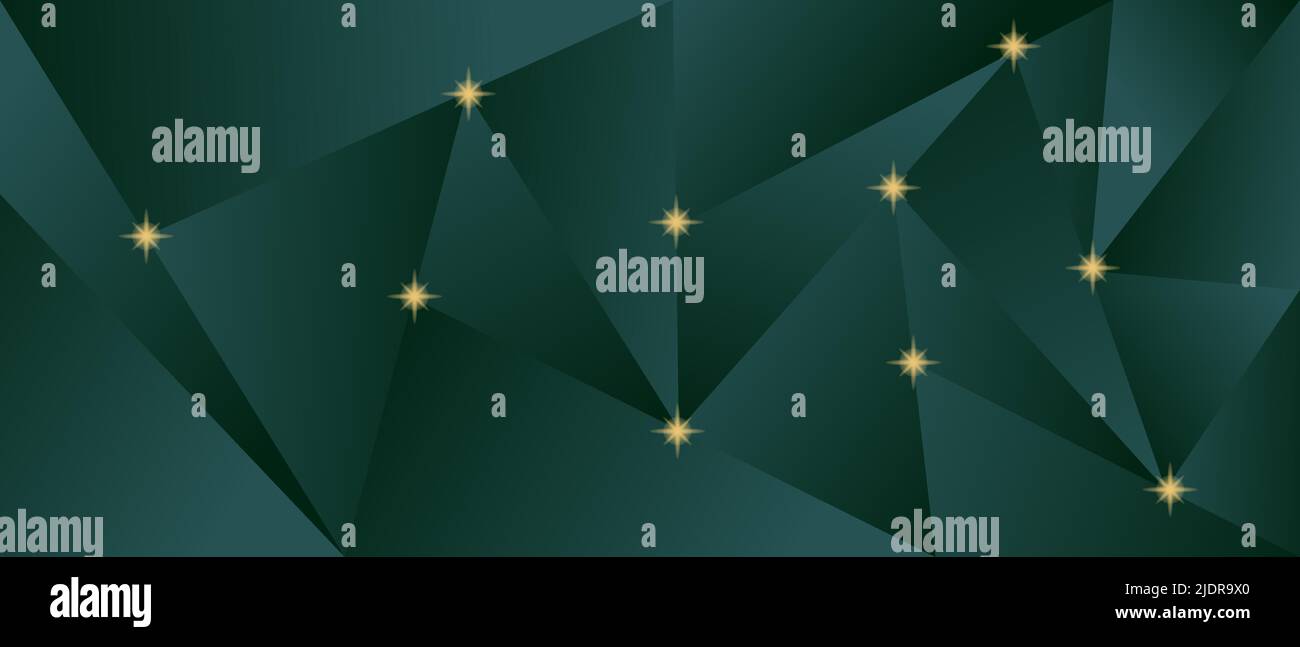 Abstract 3d background with polygonal pattern, little golden stars ...