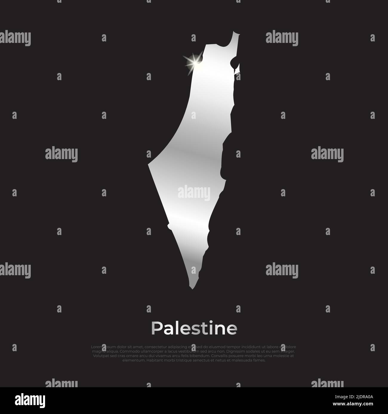 Palestine country border map in silver metal color design. Vector ...
