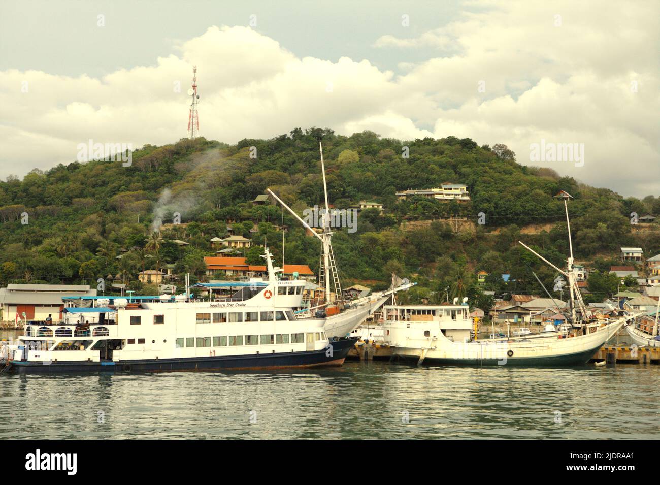 Port of Labuan Bajo in the coastal town of Labuan Bajo on the western ...