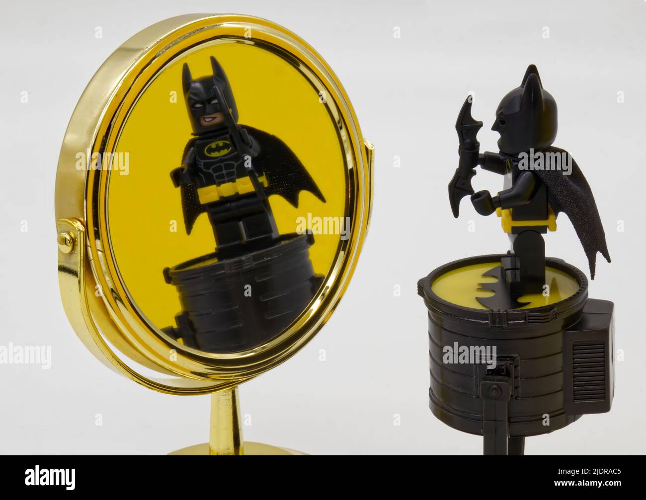 Lego Batman looks at himself in the mirror Stock Photo - Alamy