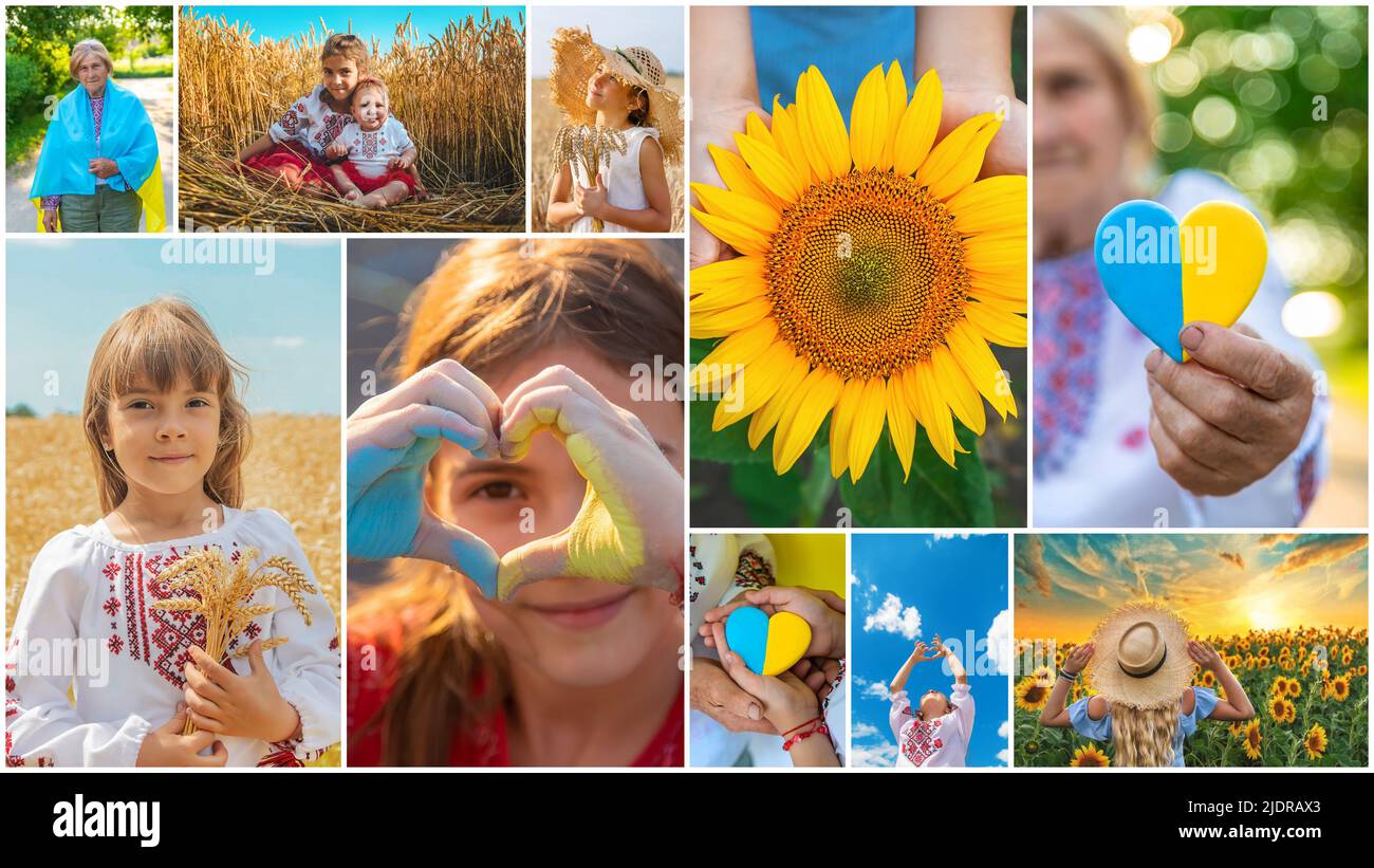 Collage of photos on the theme of Ukraine. Selective focus Stock Photo ...
