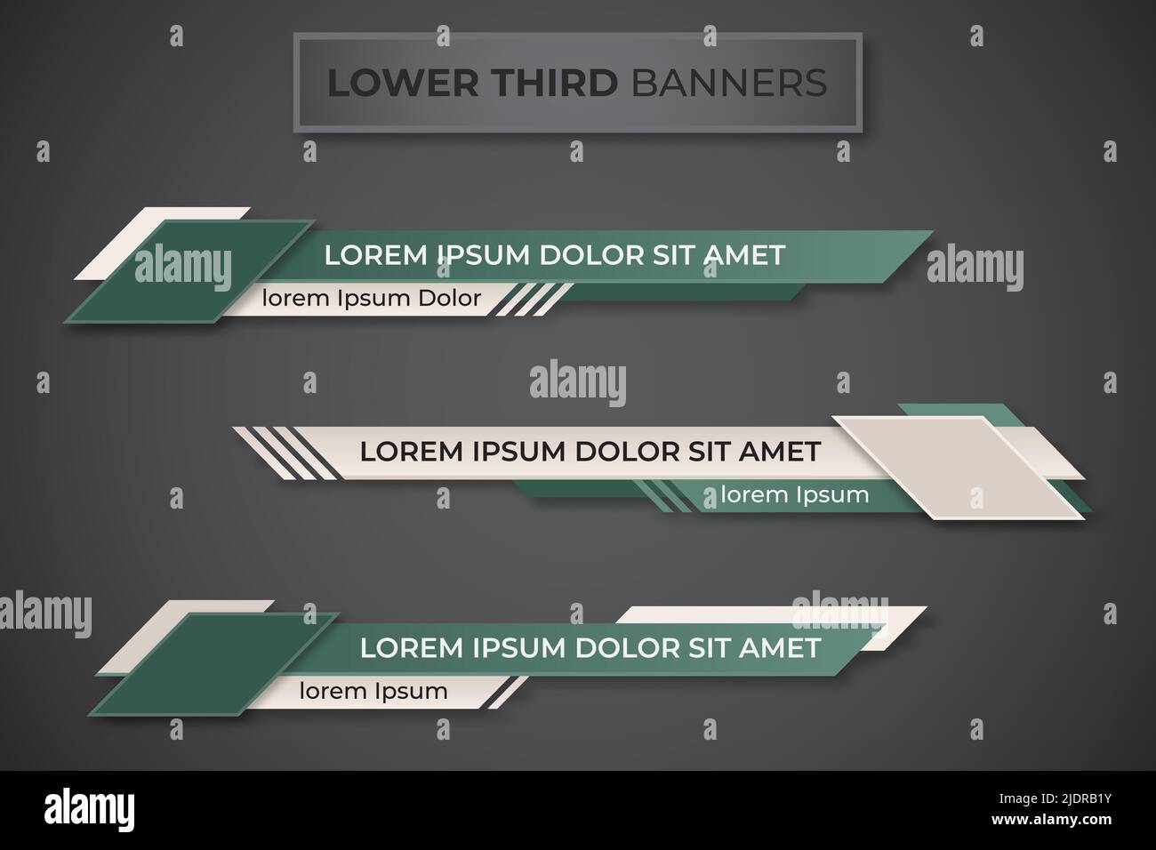 Three geometric lower third banners set design. Modern geometric lower third banner template ...