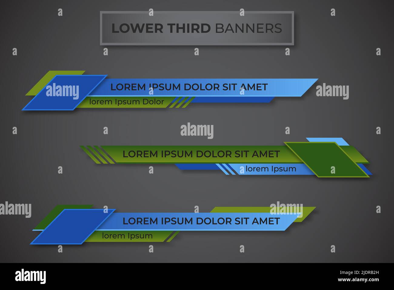 Three geometric lower third banners set design. Modern geometric lower third banner template ...