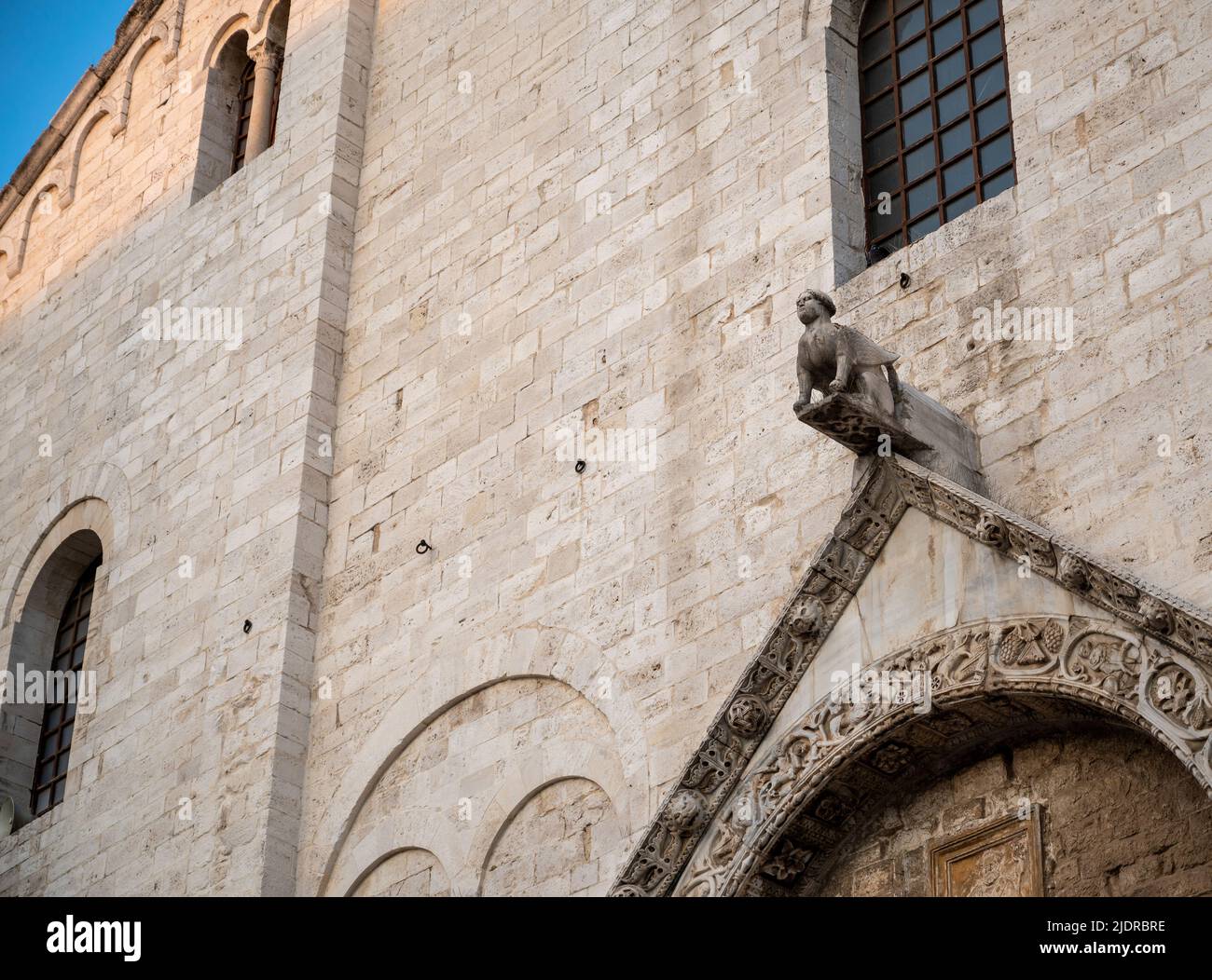 Bari, Puglia, Italy. August 2021. The imposing facade of the church of ...