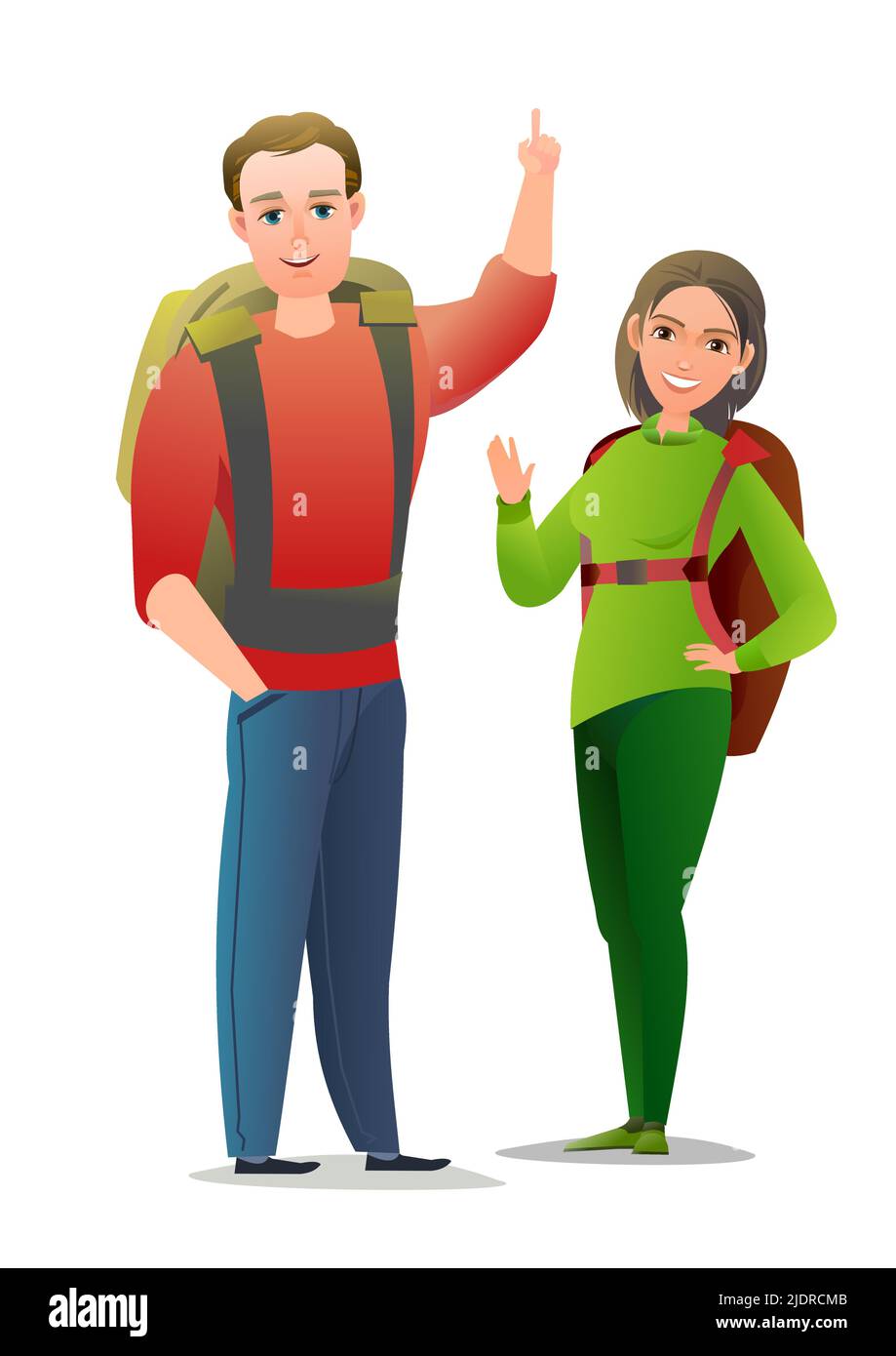 Family tourist backpacker. Backpack on his back. Cheerful person ...