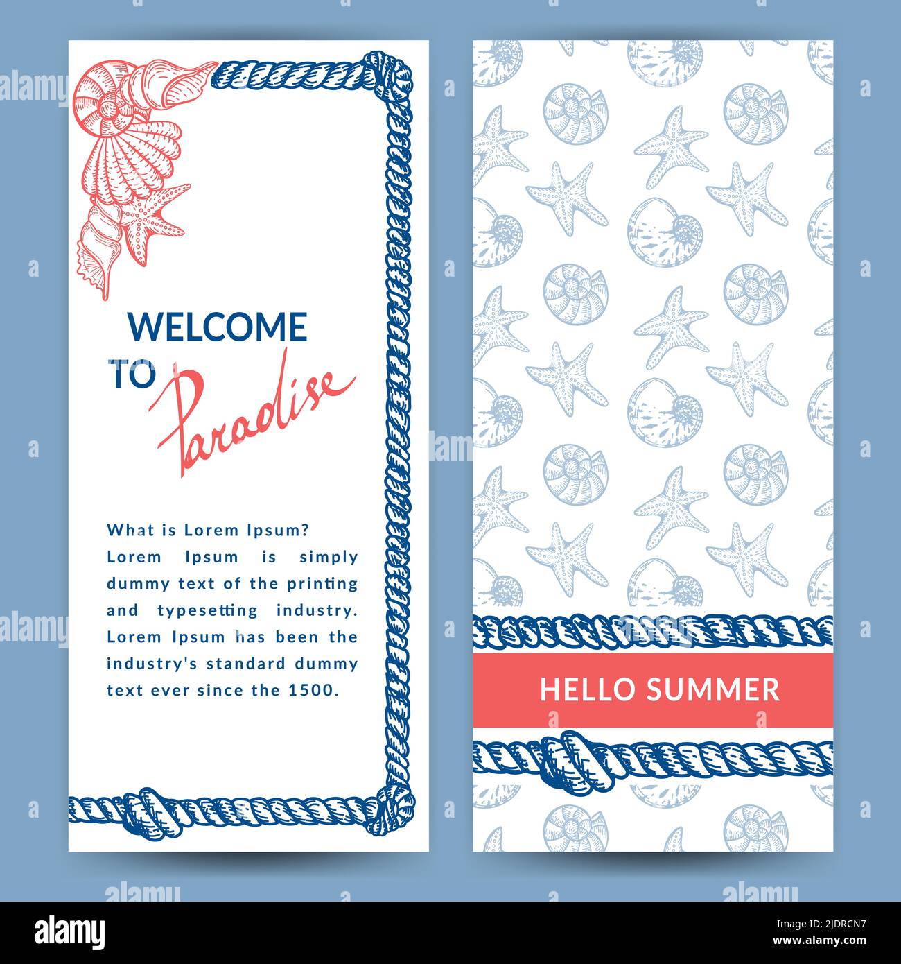Set of vector banner templates in nautical style. Rope with knots. Hand ...