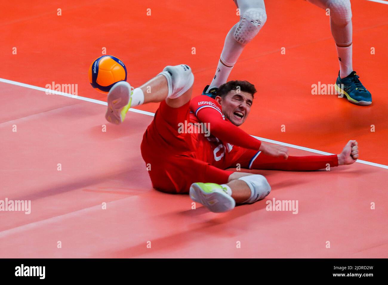 Quezon City. 23rd June, 2022. France's Benjamin Diez tries to save the ...