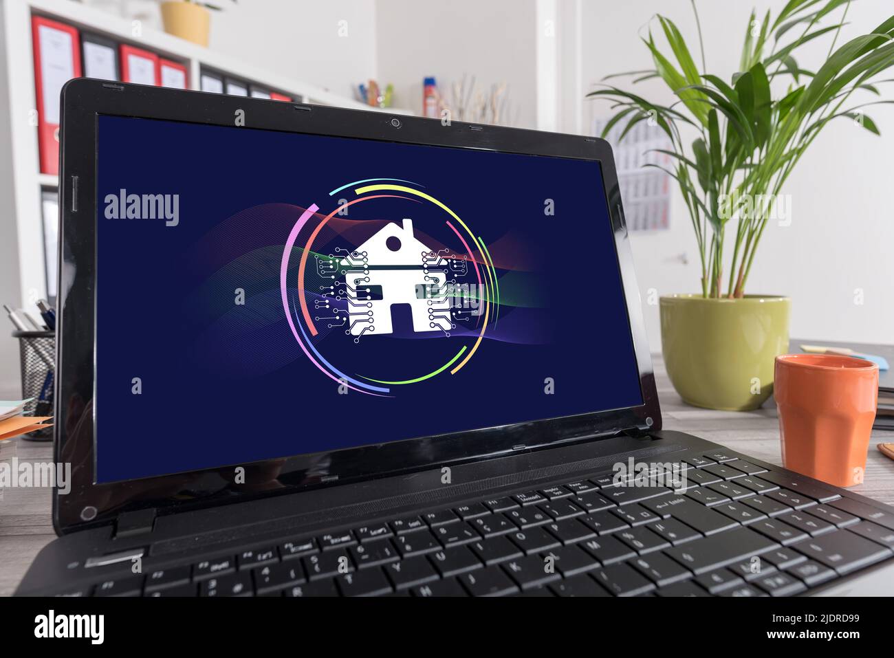 Laptop screen with smart home concept Stock Photo - Alamy