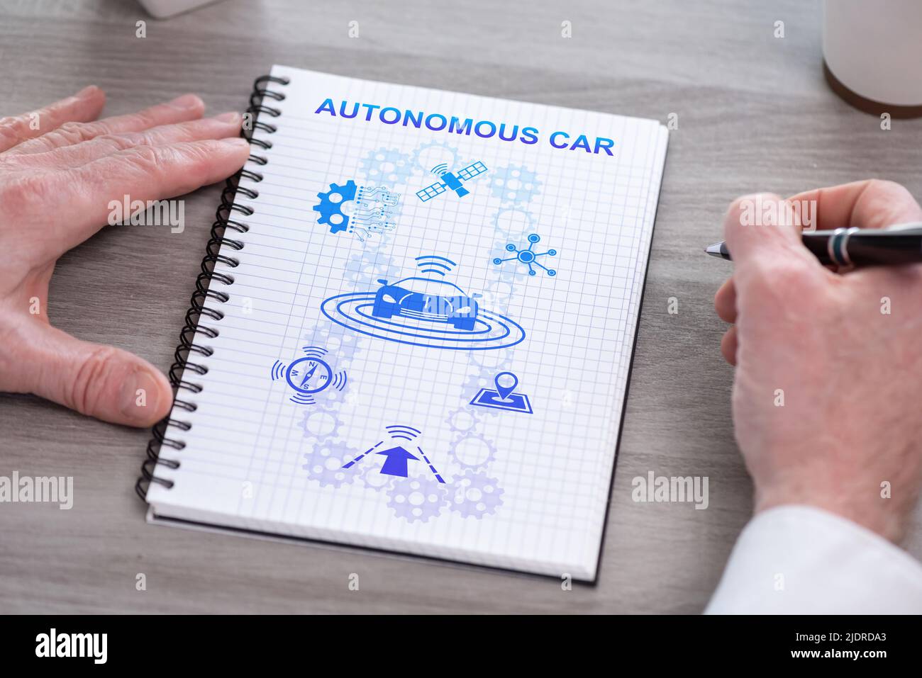 Autonomous car concept drawn on a notepad Stock Photo - Alamy