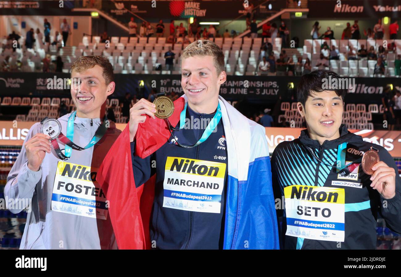 Carson Foster of USA Silver medal, Leon Marchand of France Gold medal ...