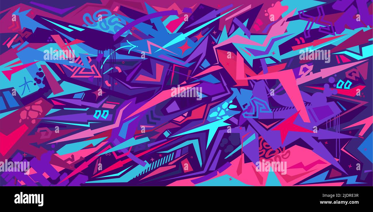 Cyber Colorful Abstract Urban Street Art Graffiti Style Vector ...