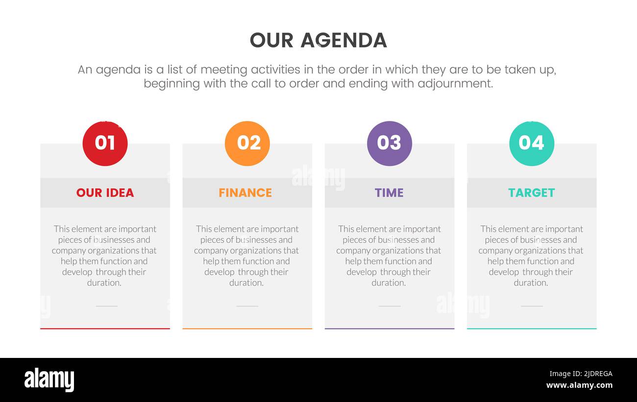 agenda infographic concept for slide presentation with 4 point list and ...