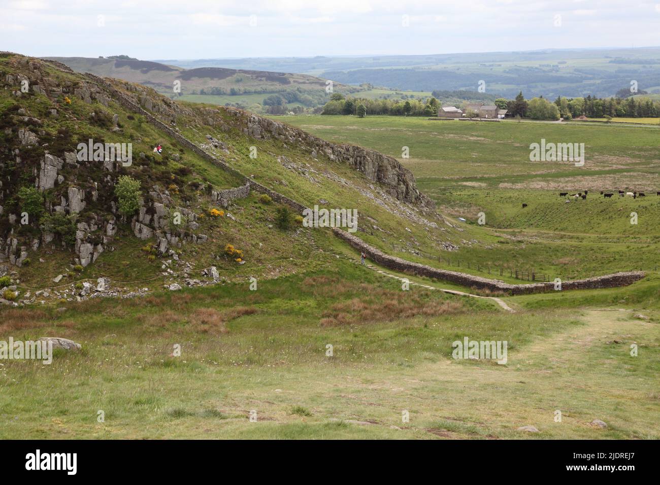 Hadrian's Wall at Windsill Fault in Northumberland, built by Hadrian in ...
