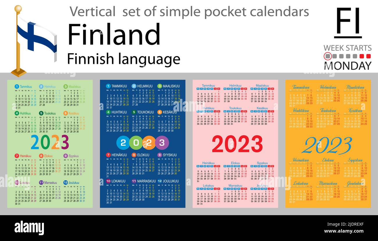 Finnish vertical pocket calendar for 2023 (two thousand twenty three ...