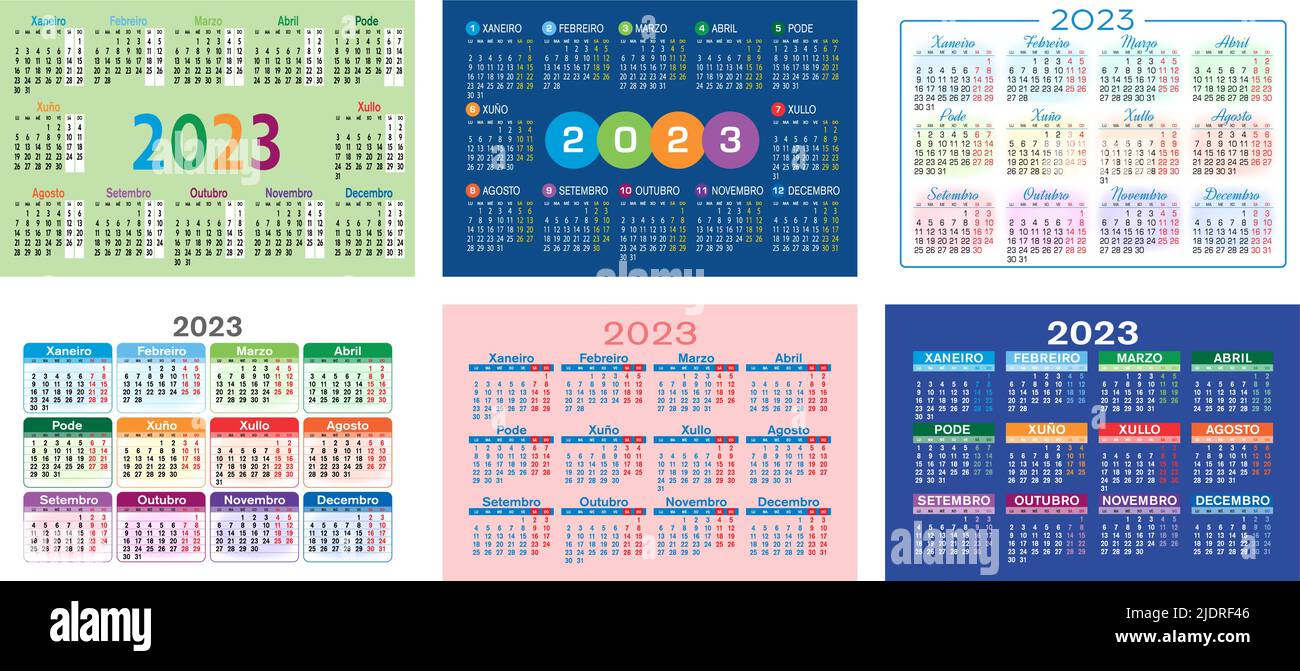 Galician horizontal pocket calendar for 2023 (two thousand twenty three ...