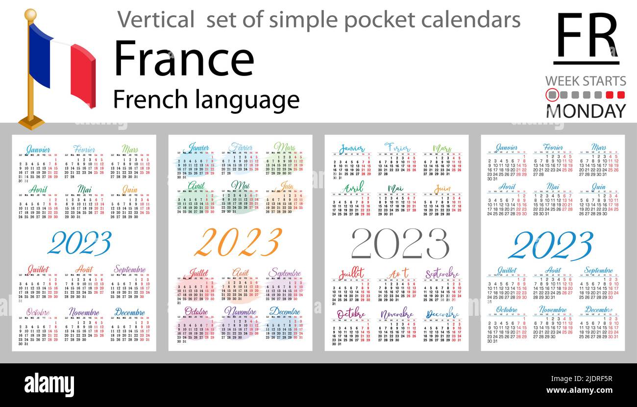 French vertical pocket calendar for 2023 (two thousand twenty three ...