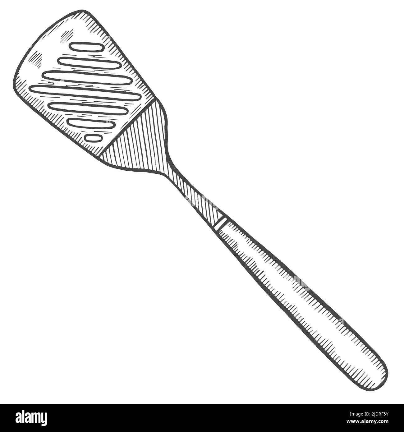 slotted turner kitchen utensils solated doodle hand drawn sketch with ...