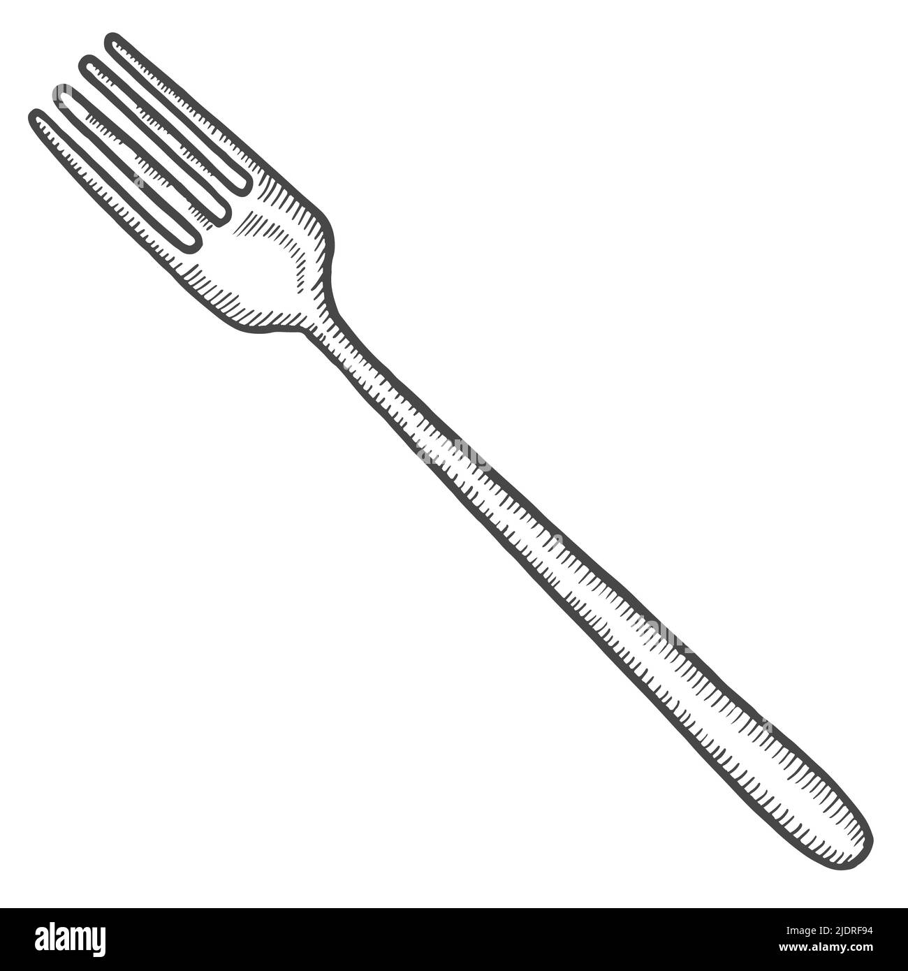 fork kitchen utensils solated doodle hand drawn sketch with outline ...