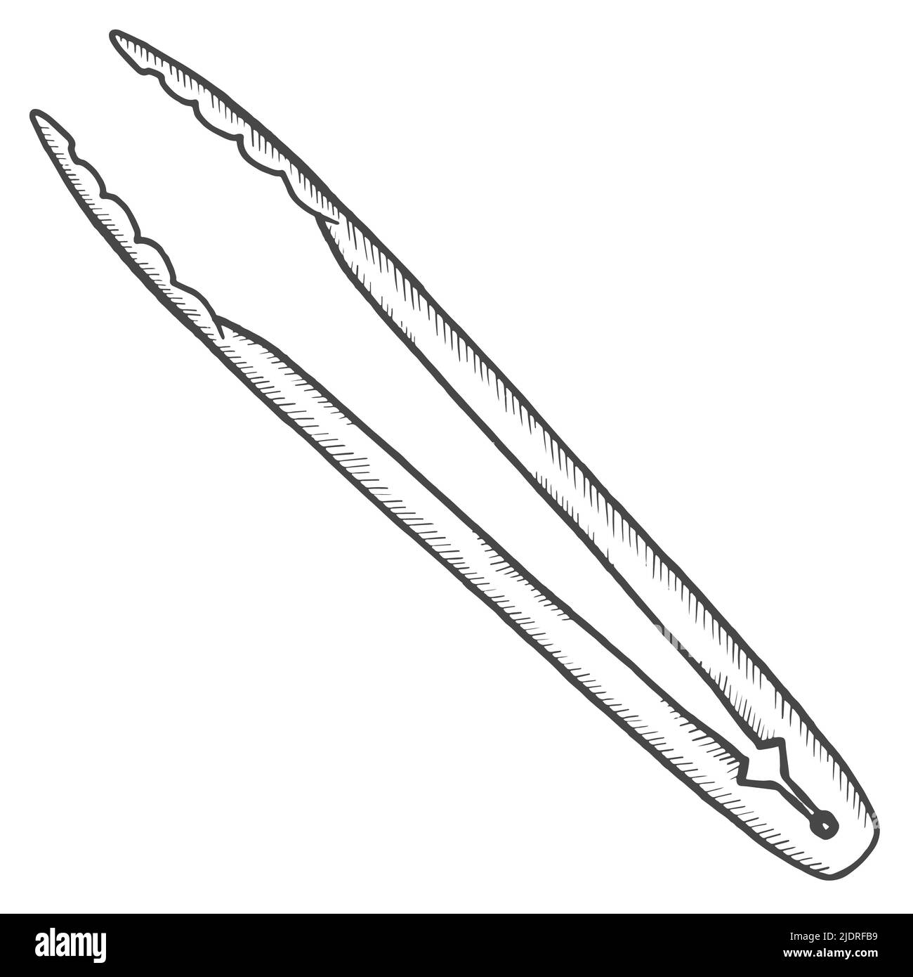 tongs kitchen utensils solated doodle hand drawn sketch with outline ...