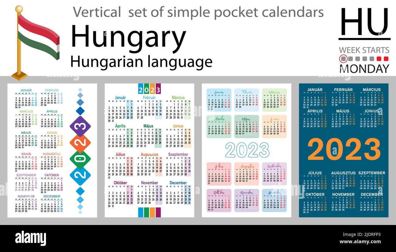 Hungarian vertical pocket calendar for 2023 (two thousand twenty three ...