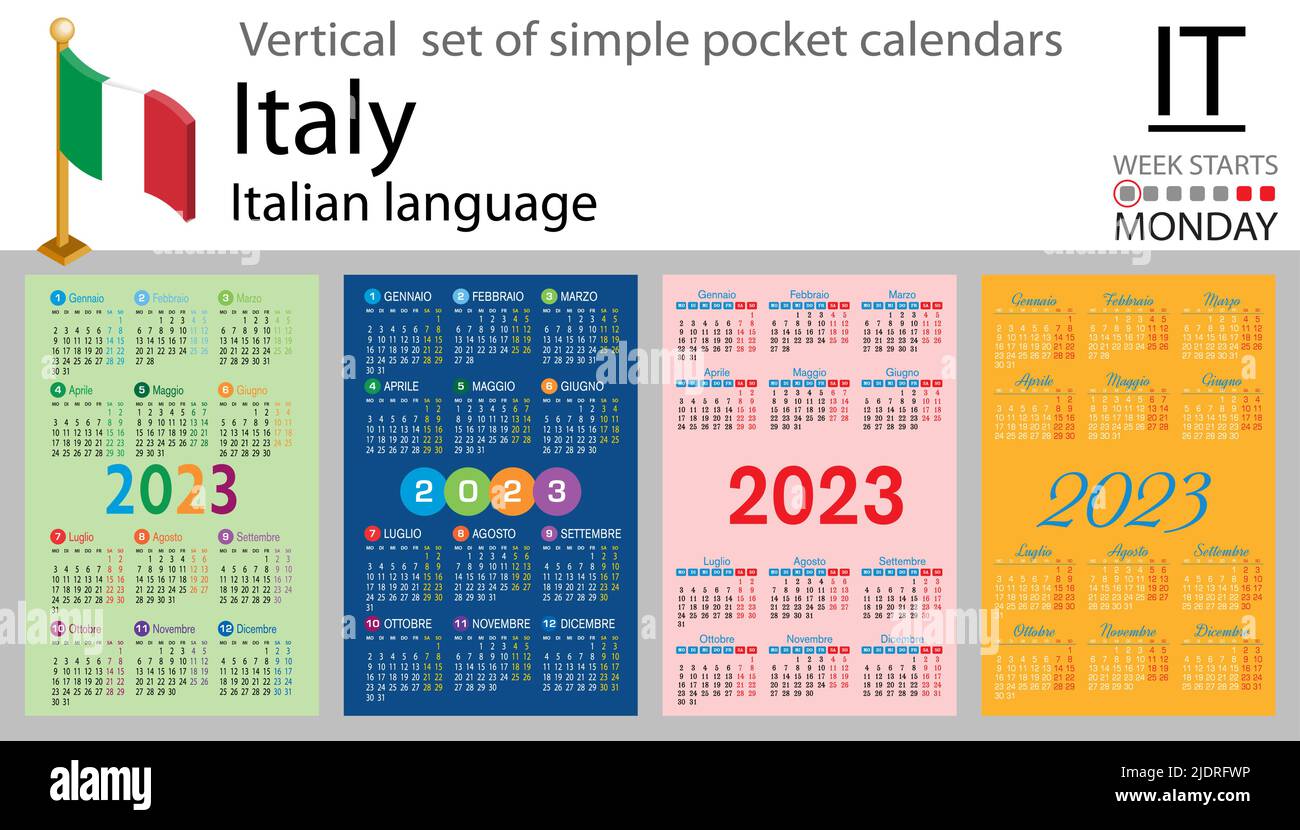 Italian vertical pocket calendar for 2023 (two thousand twenty three ...