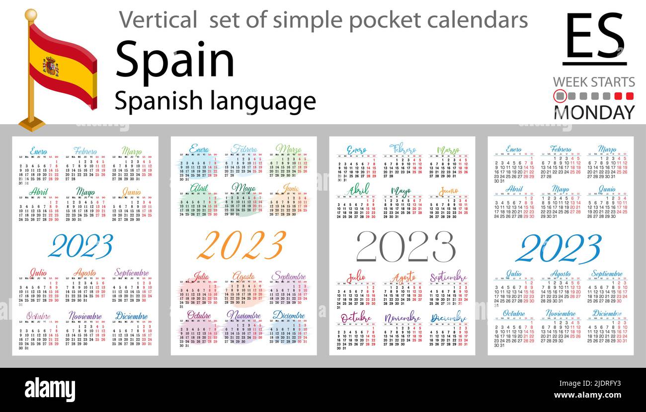 Spanish vertical pocket calendar for 2023 (two thousand twenty three ...