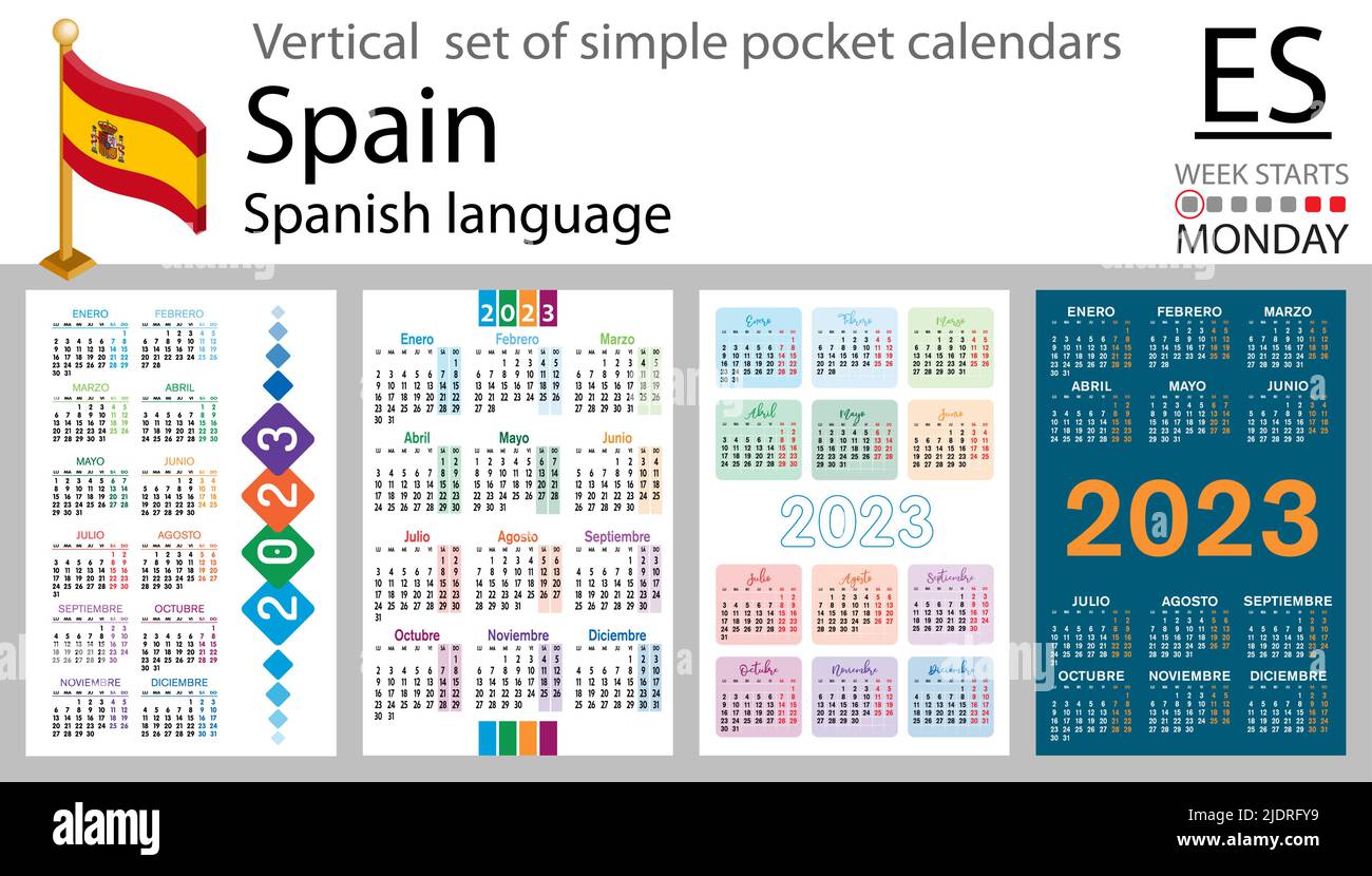 Spanish vertical pocket calendar for 2023 (two thousand twenty three ...