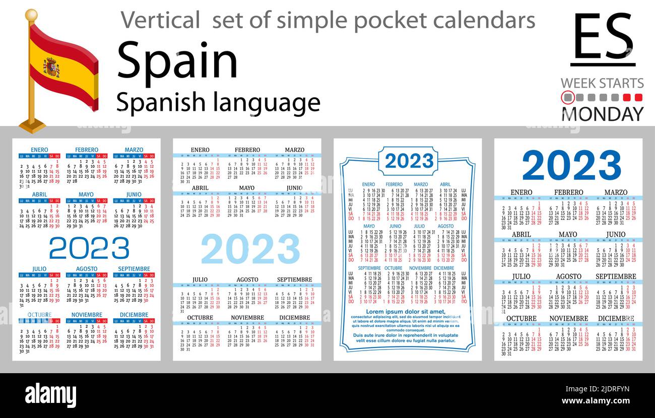 Spanish vertical pocket calendar for 2023 (two thousand twenty three ...