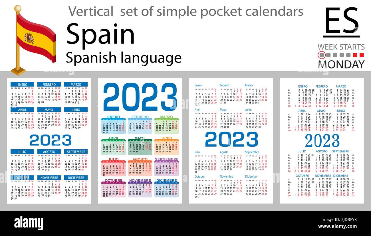 Spanish vertical pocket calendar for 2023 (two thousand twenty three ...