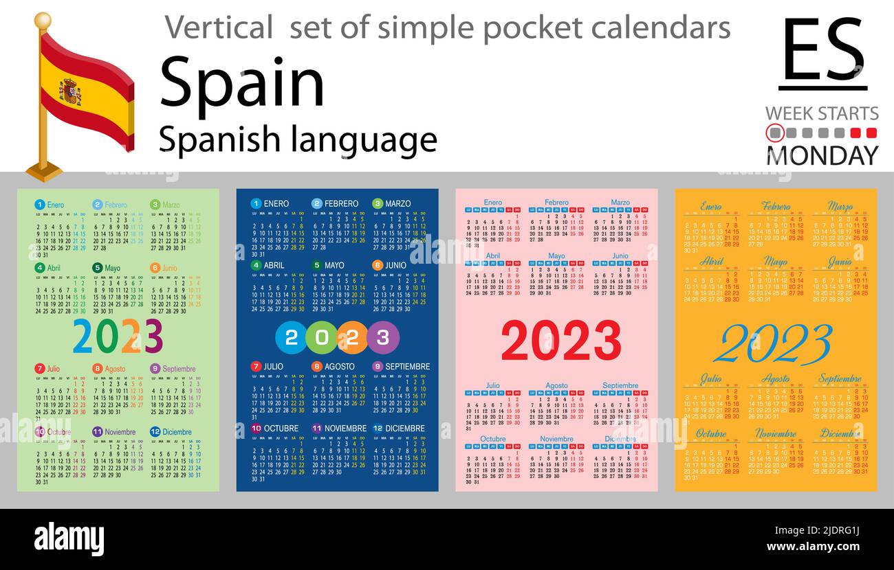 Spanish vertical pocket calendar for 2023 (two thousand twenty three ...