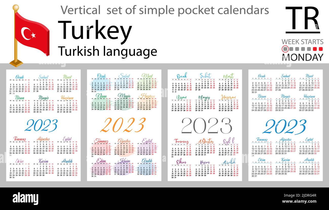Turkish vertical pocket calendar for 2023 (two thousand twenty three ...