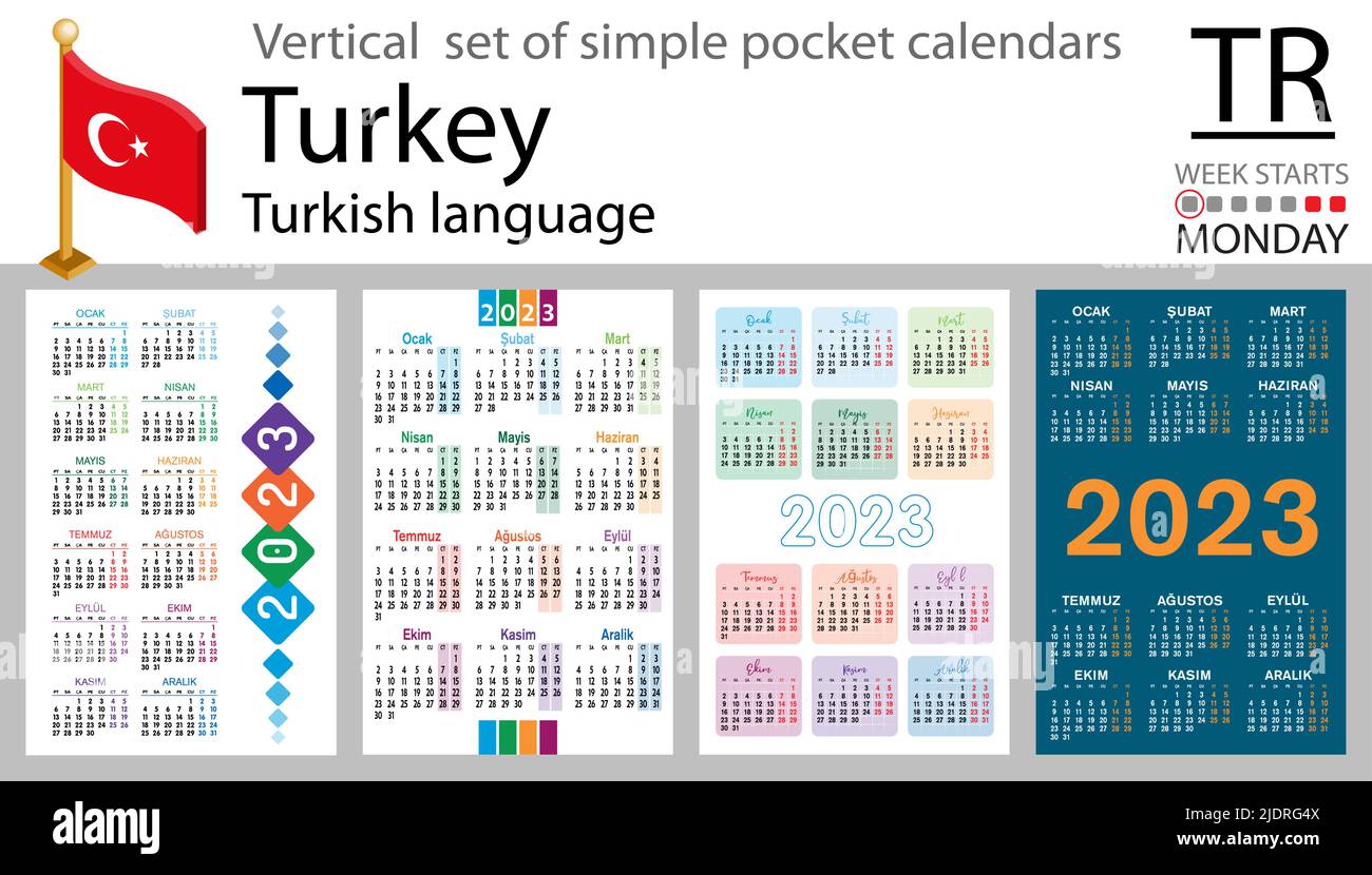 Turkish vertical pocket calendar for 2023 (two thousand twenty three ...