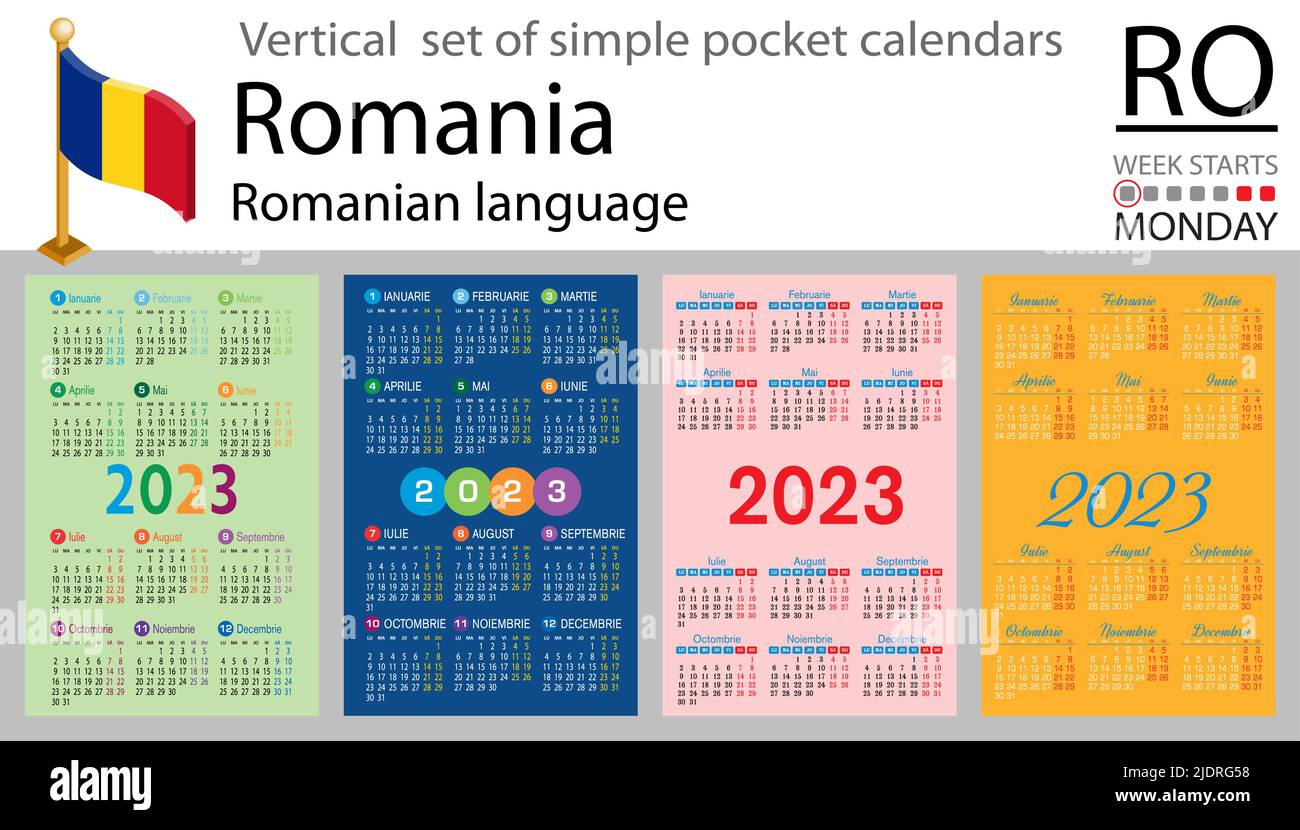 Romanian vertical pocket calendar for 2023 (two thousand twenty three ...