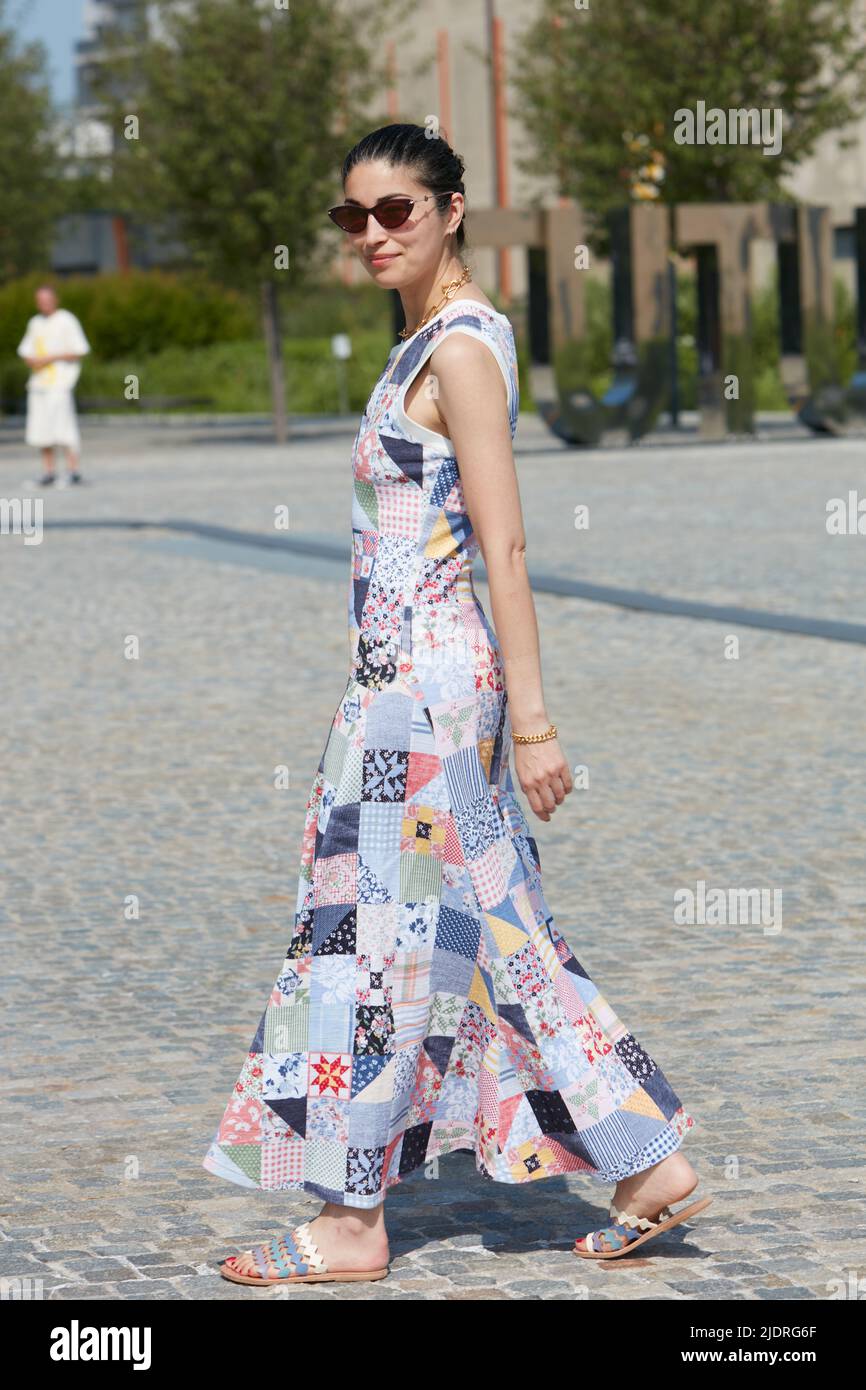 MILAN, ITALY - JUNE 18, 2022: Caroline Issa before MSGM fashion show ...