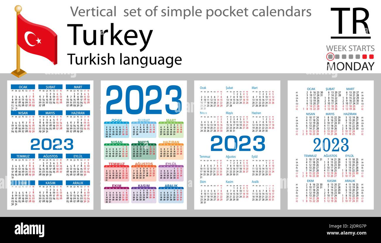 Turkish vertical pocket calendar for 2023 (two thousand twenty three ...