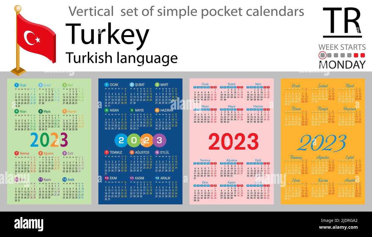 Turkish vertical pocket calendar for 2023 (two thousand twenty three ...