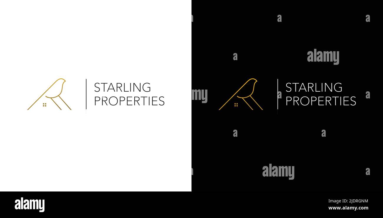 Modern and elegant combination of starling icon housing logo design ...