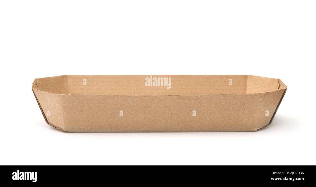 Side view empty of disposable paper fast food tray isolated on white ...