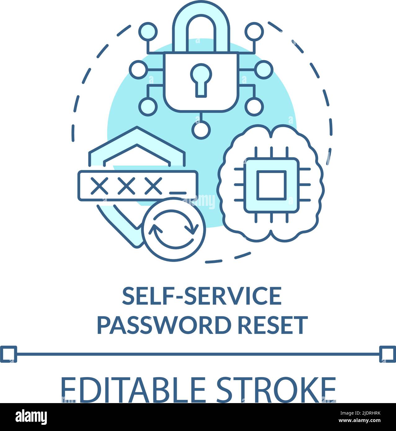 Self-service password reset turquoise concept icon Stock Vector Image ...