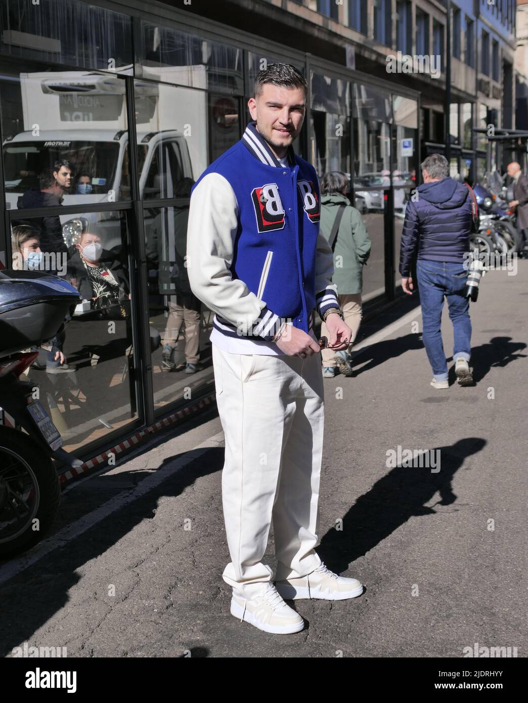 Marco Fantini street style outfit before Ermanno Scervino fashion show ...