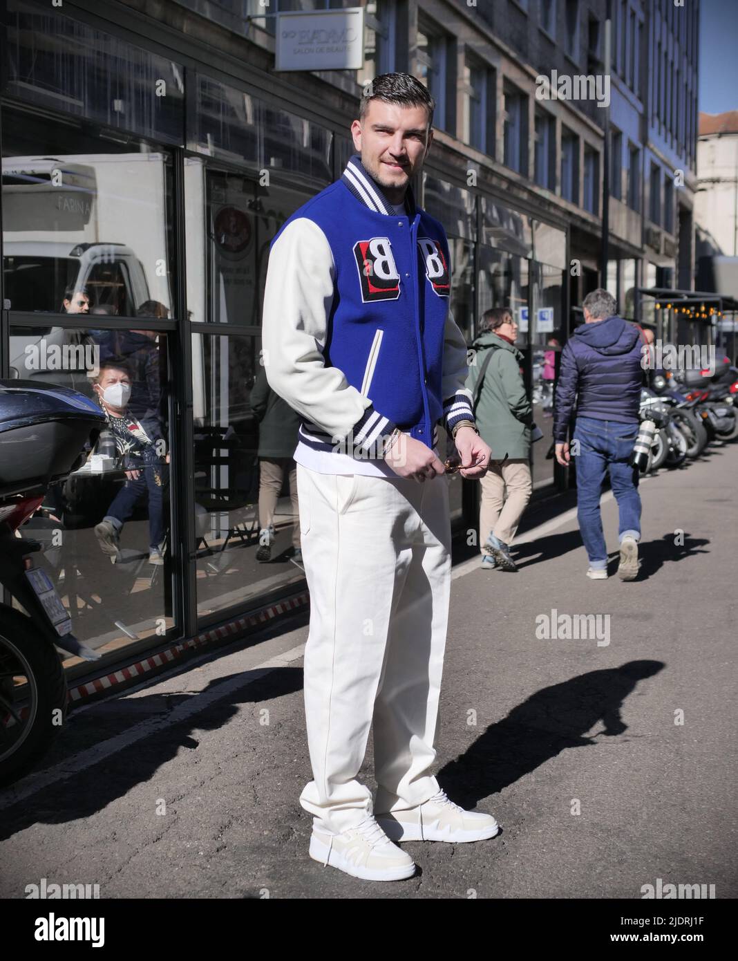 Marco Fantini street style outfit before Ermanno Scervino fashion show ...