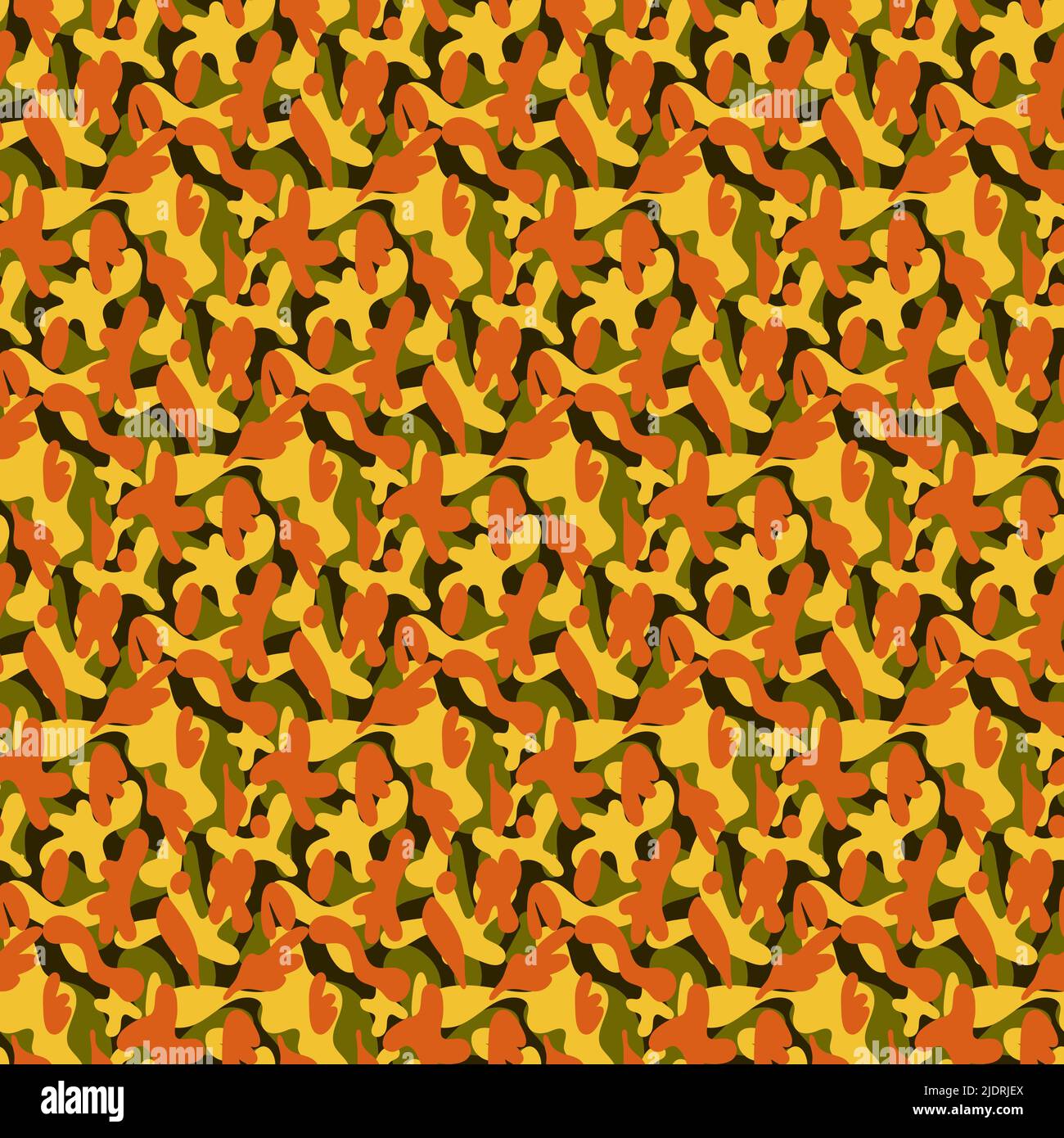 Camouflage seamless pattern, bright yellow orange acid color for ...