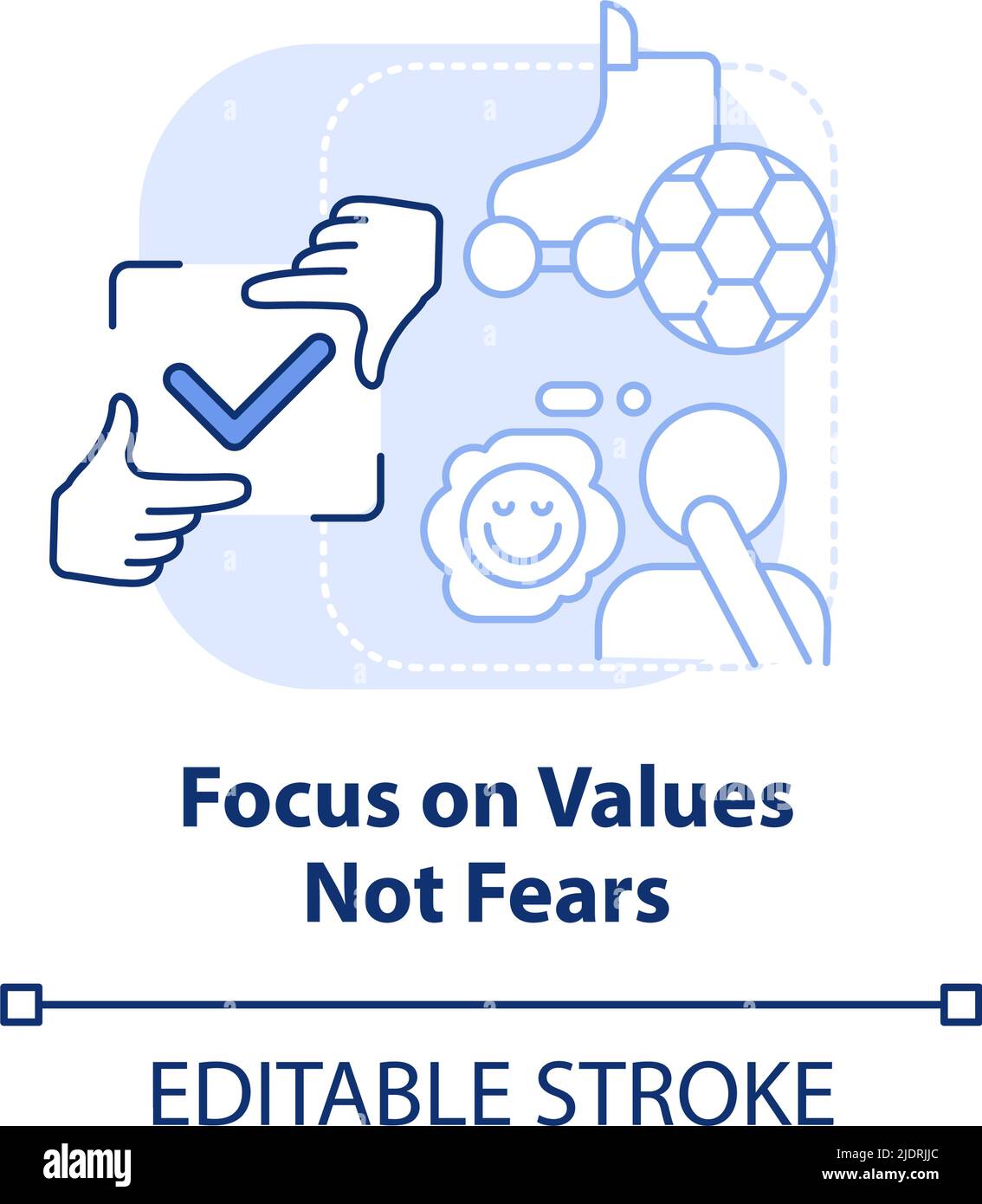 Focus on values not fears light blue concept icon Stock Vector Image ...