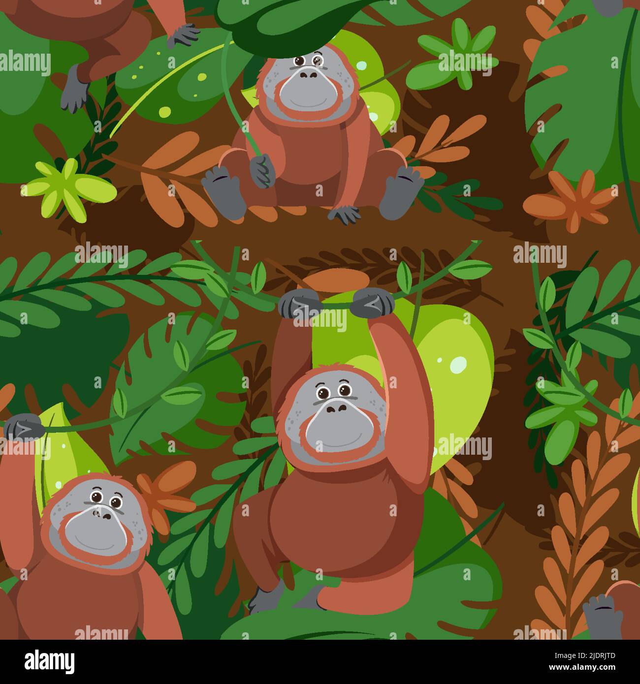 Cute orangutan seamless pattern illustration Stock Vector Image & Art ...