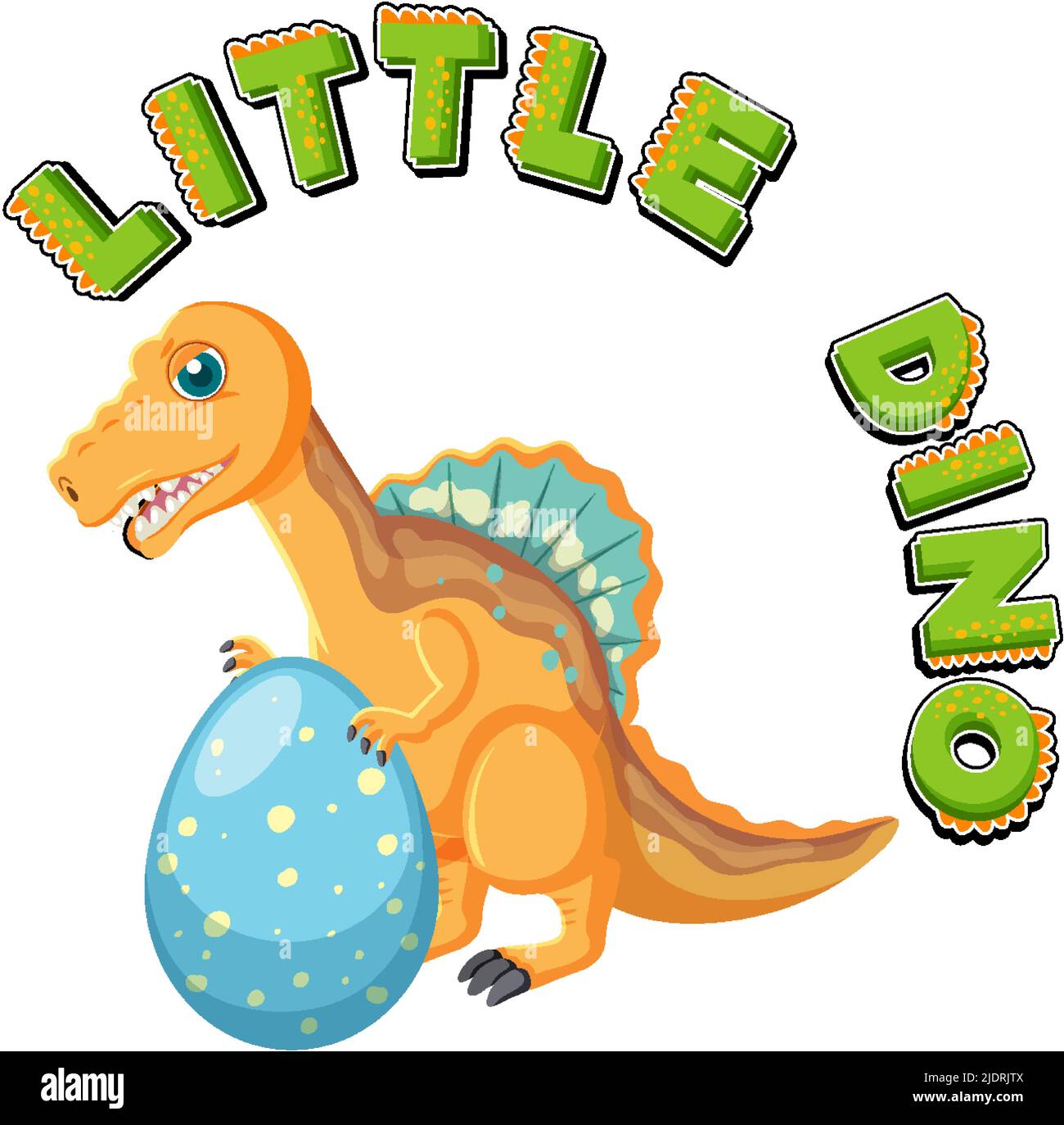 Little cute dinosaur cartoon character illustration Stock Vector Image ...