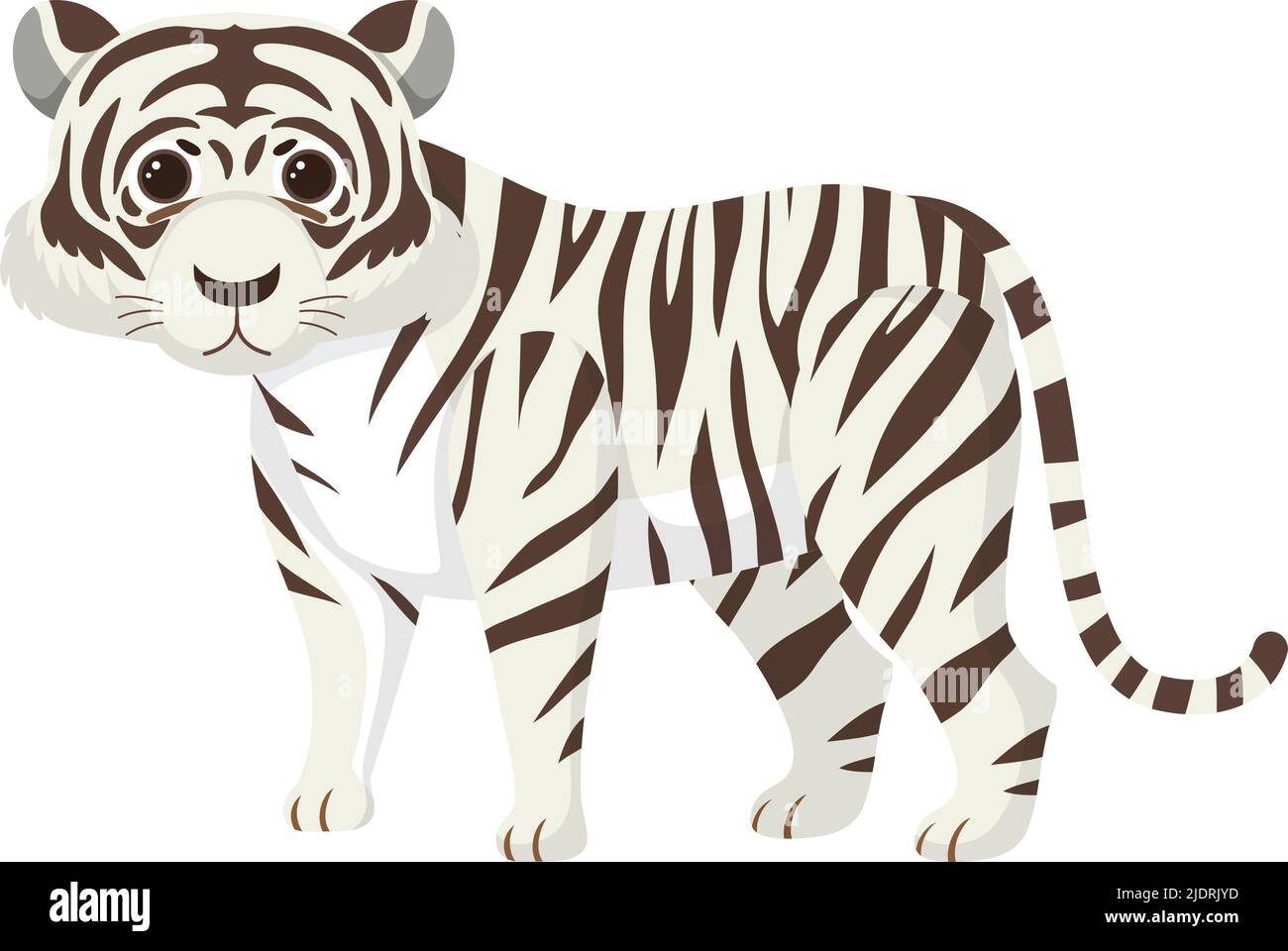 Cute white tiger in flat cartoon style illustration Stock Vector Image ...
